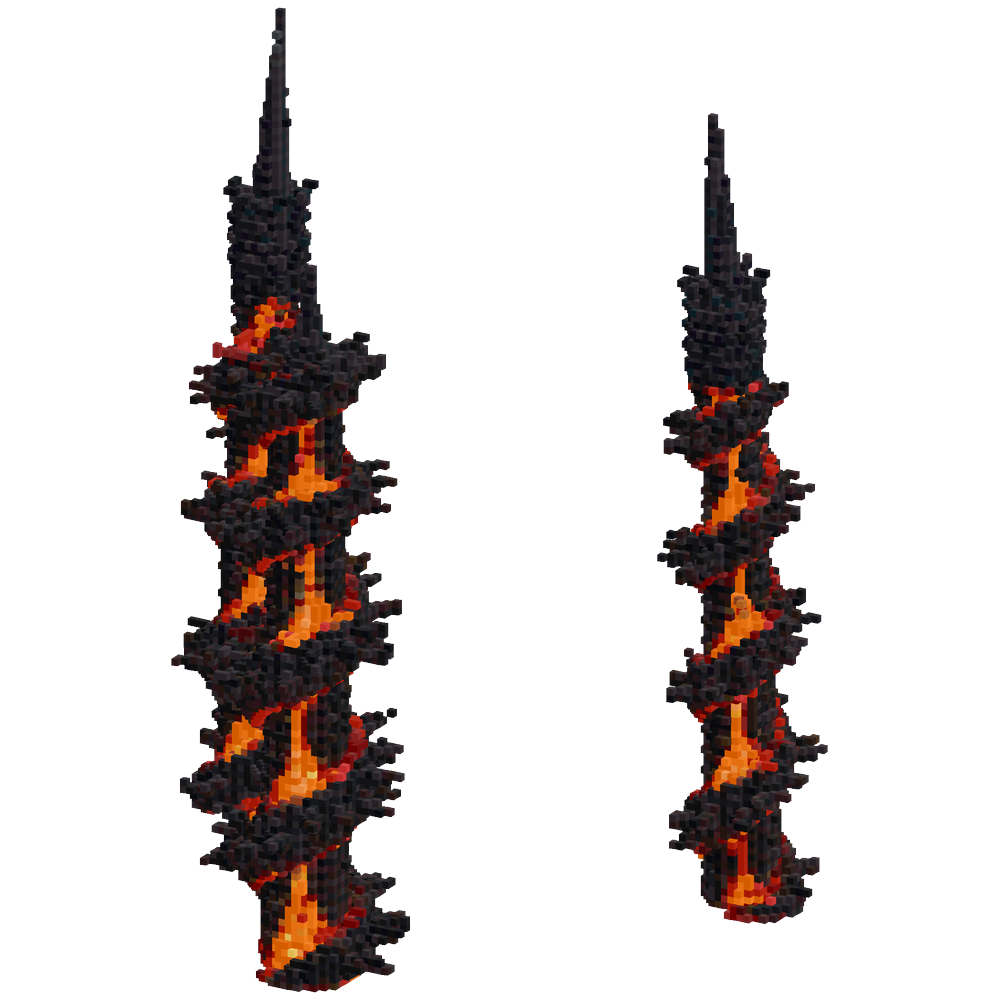 megastructure tower with three blac... | Minecraft Build - BlockGPT