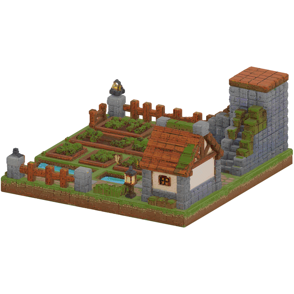 detailed medieval farming garden, 2... | Minecraft Build - BlockGPT