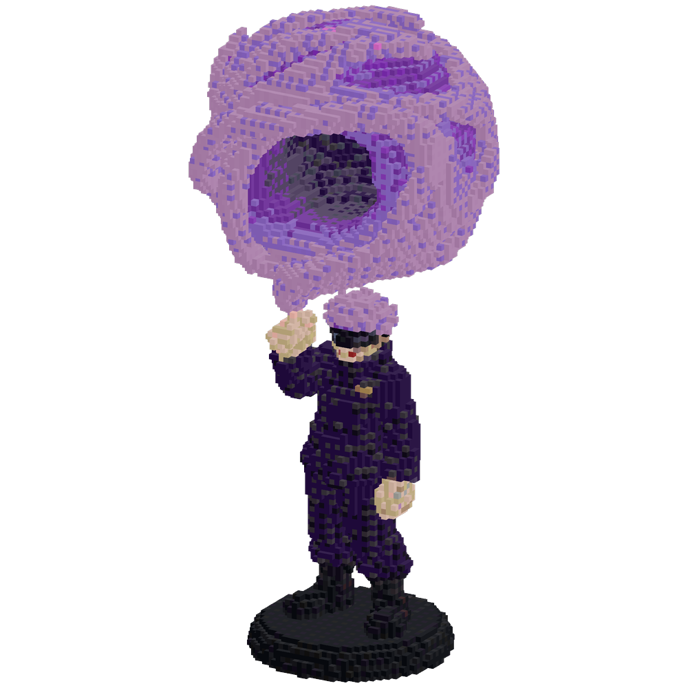 A satoru gojo statue with a giant h... | Minecraft Build - BlockGPT