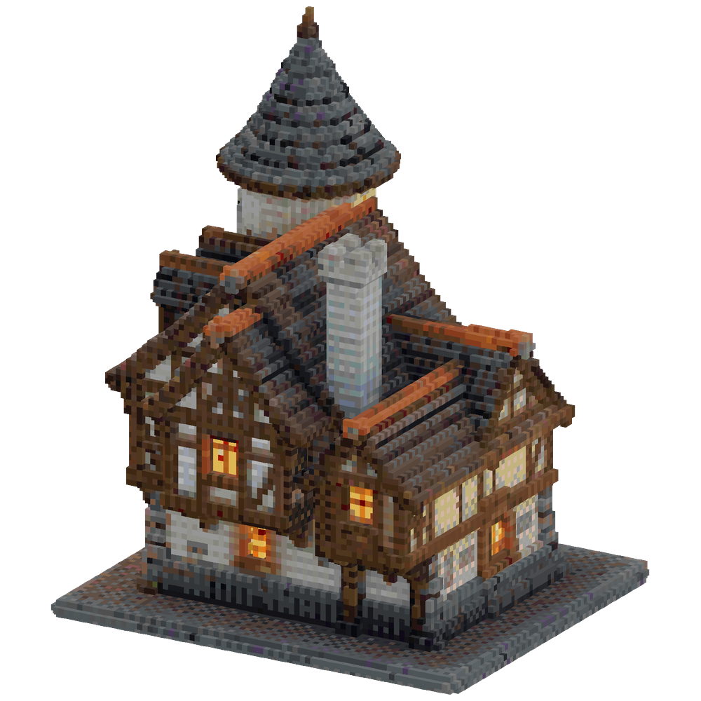 compact medieval guild house, 30 bl... | Minecraft Build - BlockGPT
