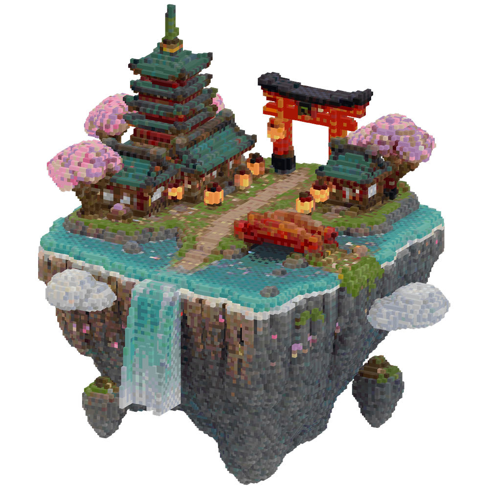 Create a central Japanese spawn isl... | Minecraft Build - BlockGPT