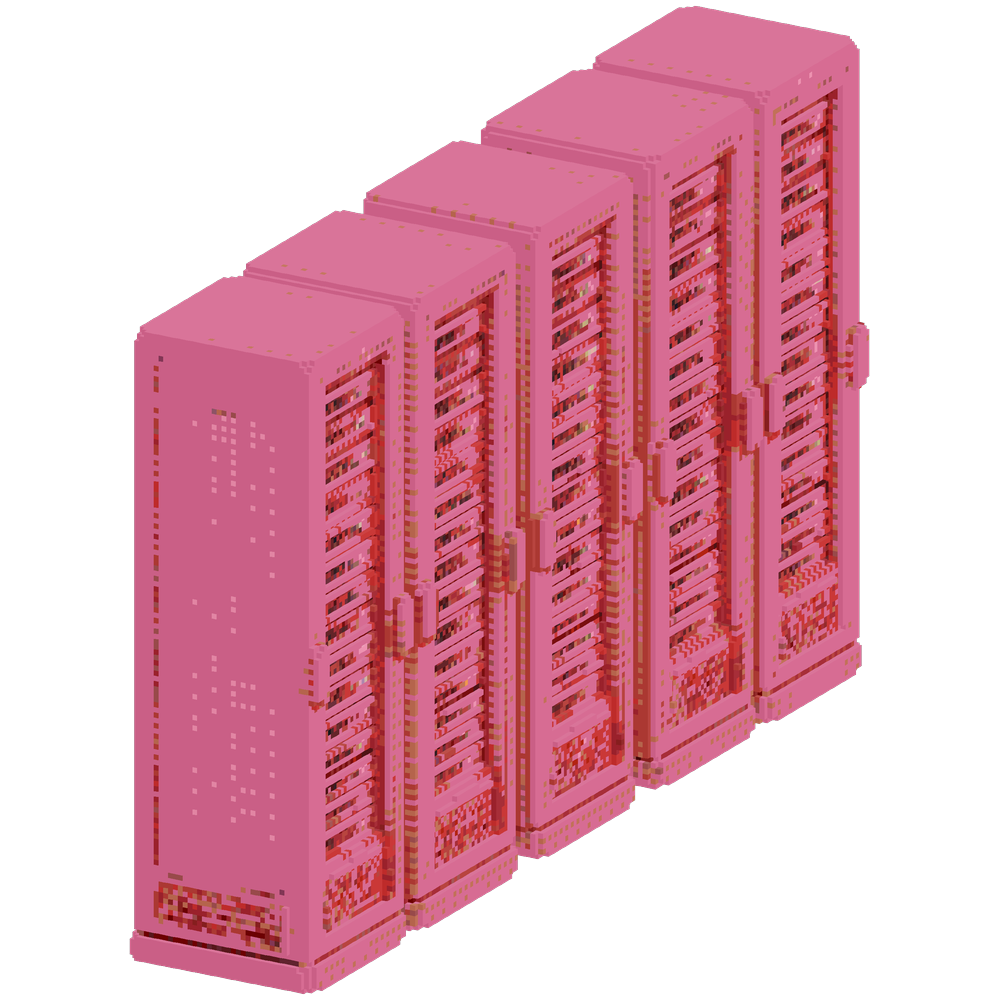 multiple large pink server racks | Minecraft Build - BlockGPT