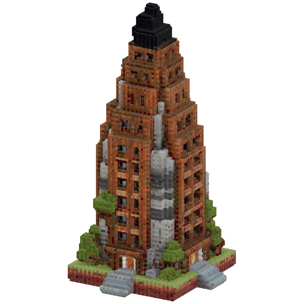 Create a 150 block tall skyscraper ... | Minecraft Build - BlockGPT
