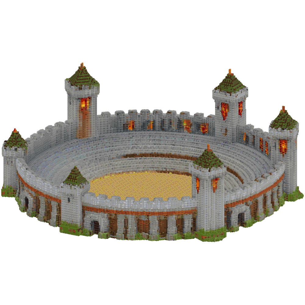 Large medieval circular arena for M... | Minecraft Build - BlockGPT