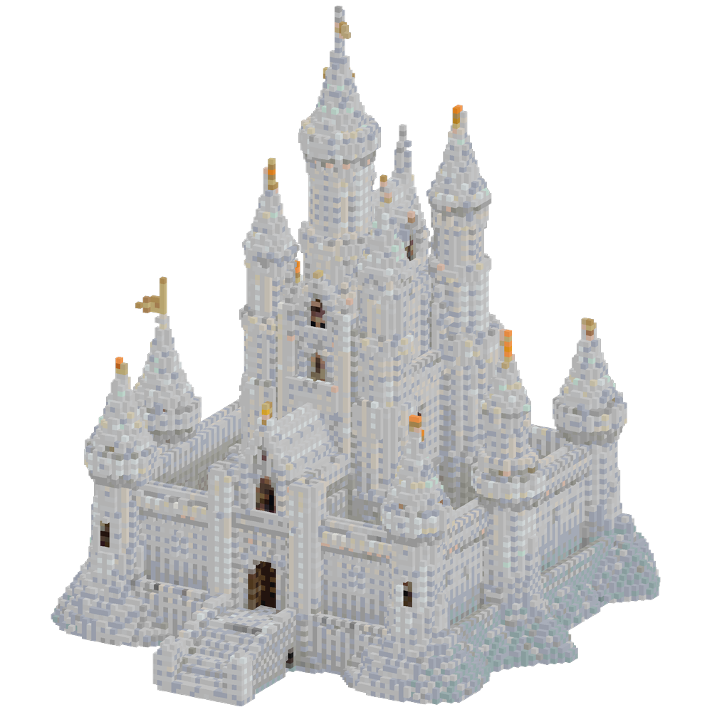 large castle including lots of whit... | Minecraft Build - BlockGPT