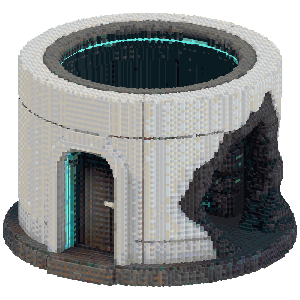 40x40 circular modern spawn structu... | Minecraft Build - BlockGPT