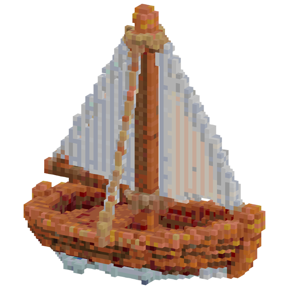 Create a small wooden boat ship flo... | Minecraft Build - BlockGPT