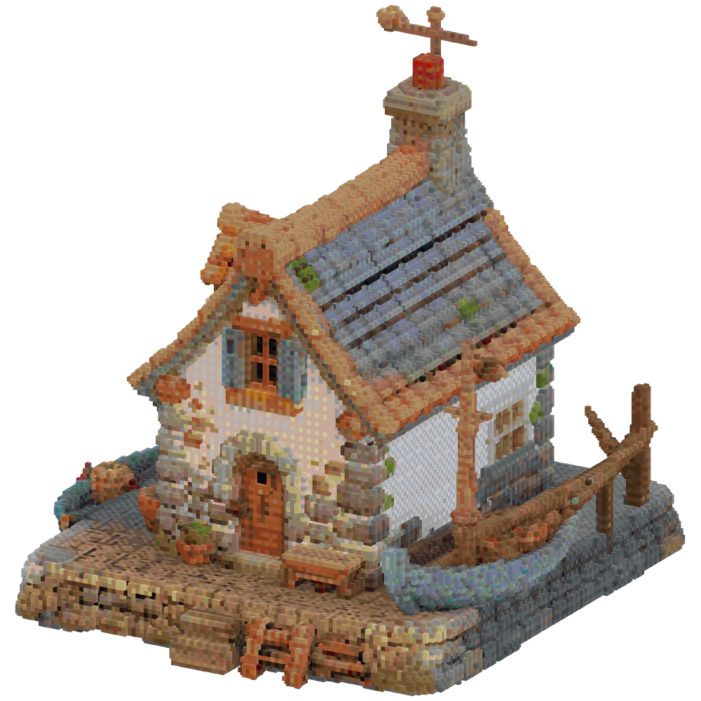 small oak and cobblestone house wit... | Minecraft Build - BlockGPT
