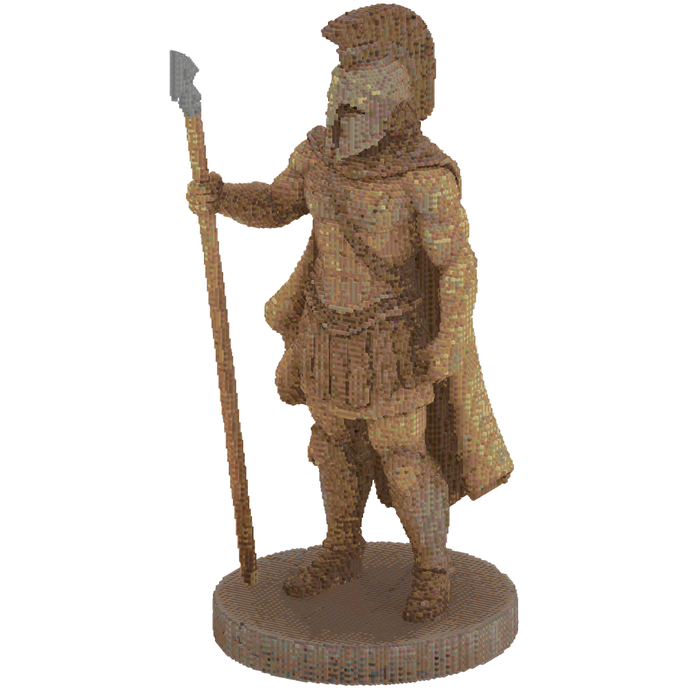 A muscular Spartan warrior stands u... | Minecraft Build - BlockGPT