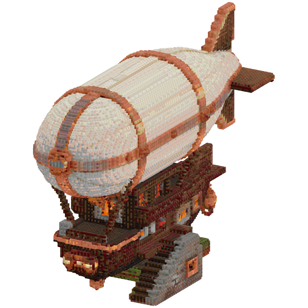 Build a large steampunk airship in ... | Minecraft Build - BlockGPT
