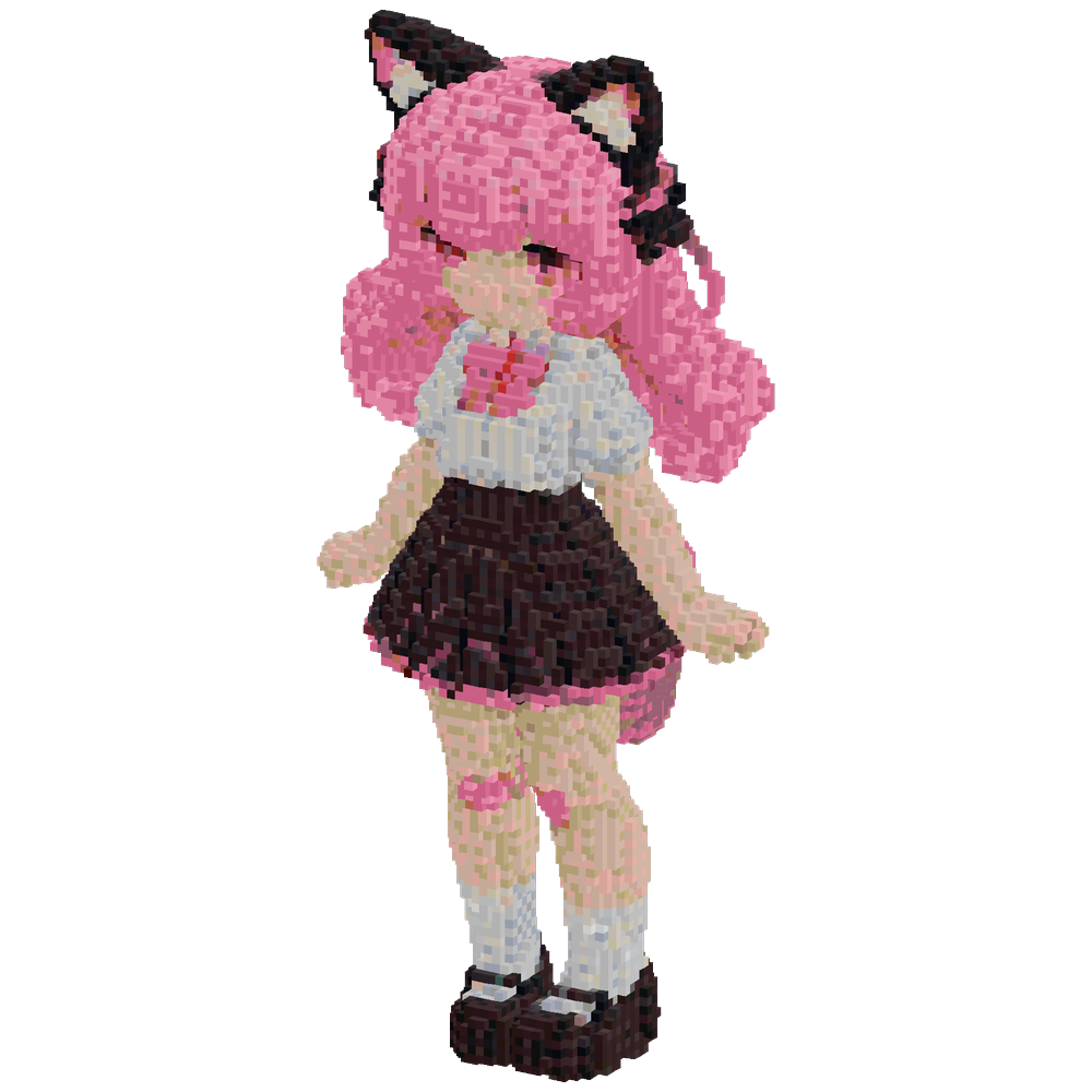 Create an anime girl with cat ears ... | Minecraft Build - BlockGPT