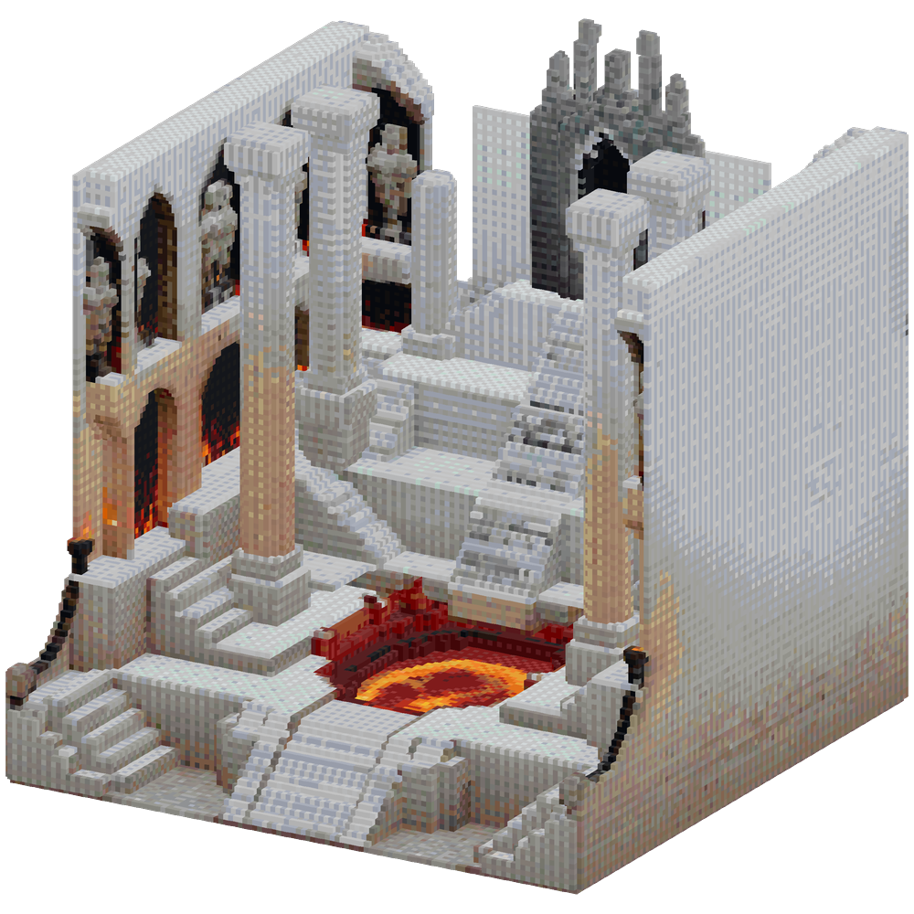 A massive Minecraft underworld hall... | Minecraft Build - BlockGPT