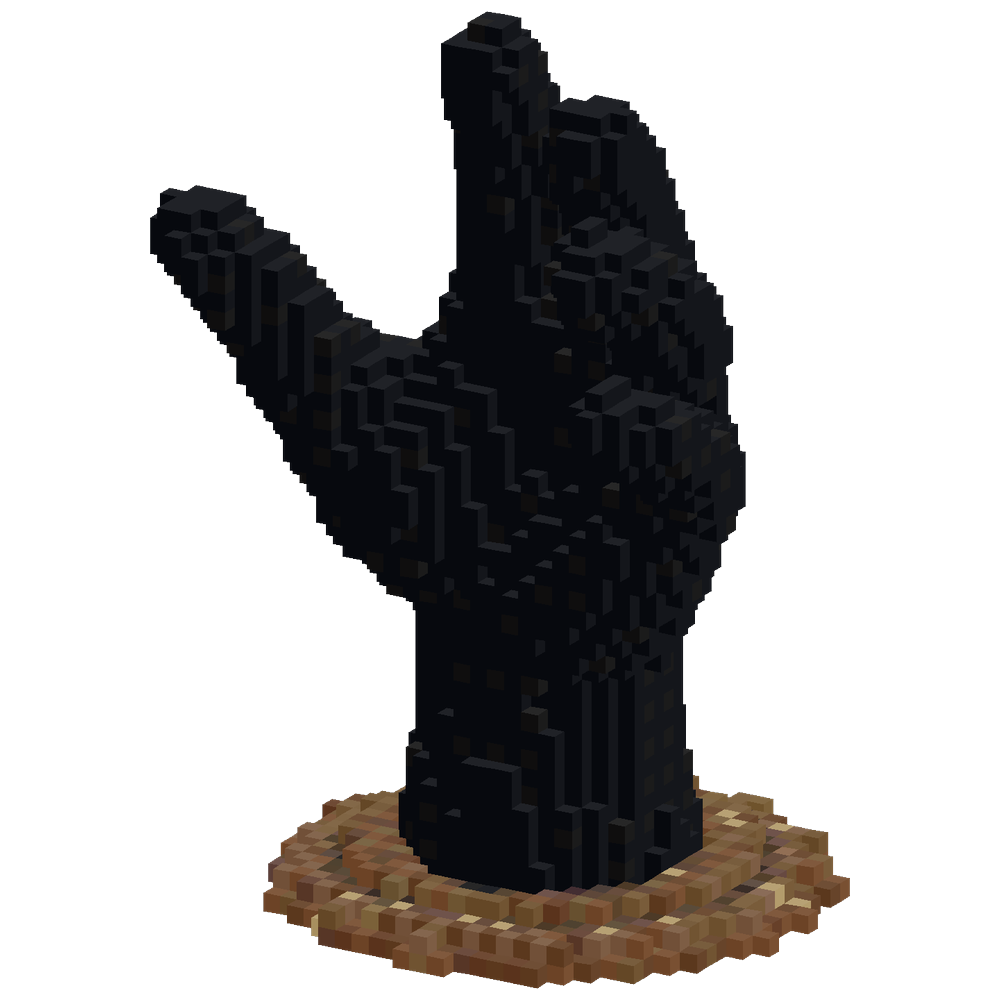 can you make a black hand coming ou... | Minecraft Build - BlockGPT