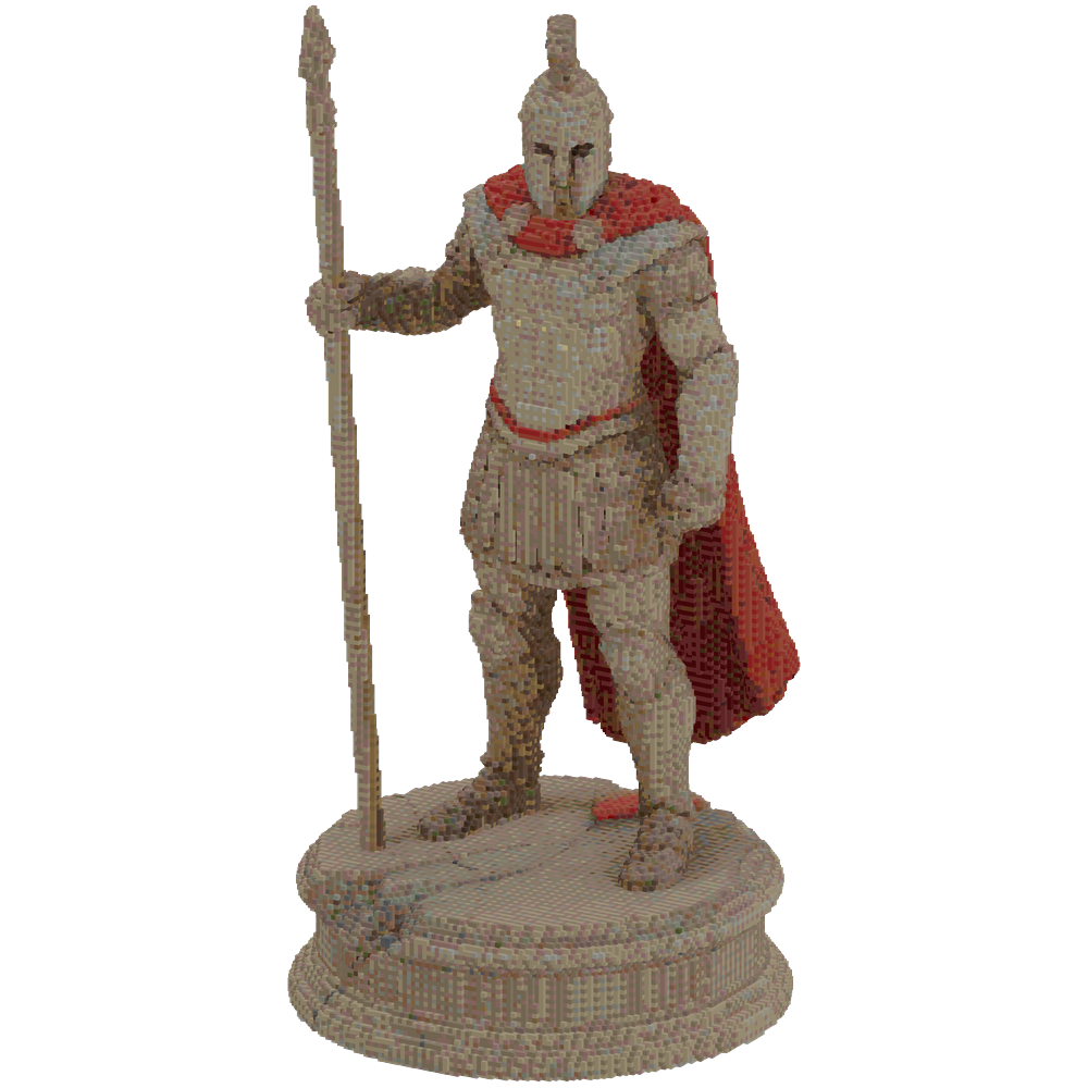 A heroic Spartan warrior stands upr... | Minecraft Build - BlockGPT
