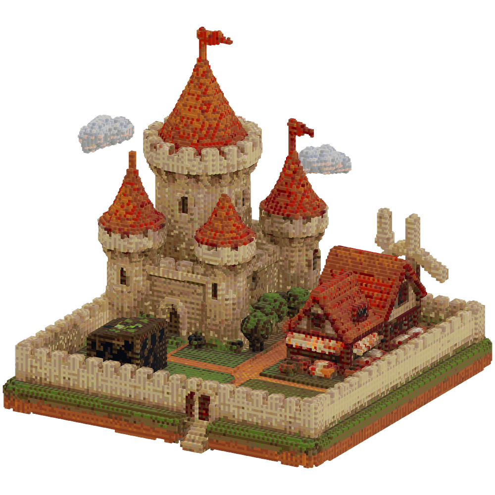 Giant castle with walls, farm, spaw... | Minecraft Build - BlockGPT